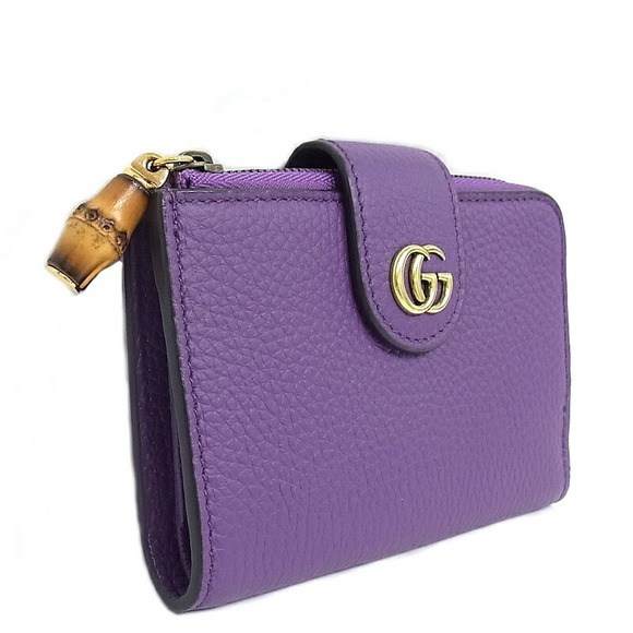 Gucci | Bags | Gucci Zipper Bifold Double Lshaped Purple Leather Bamboo ...